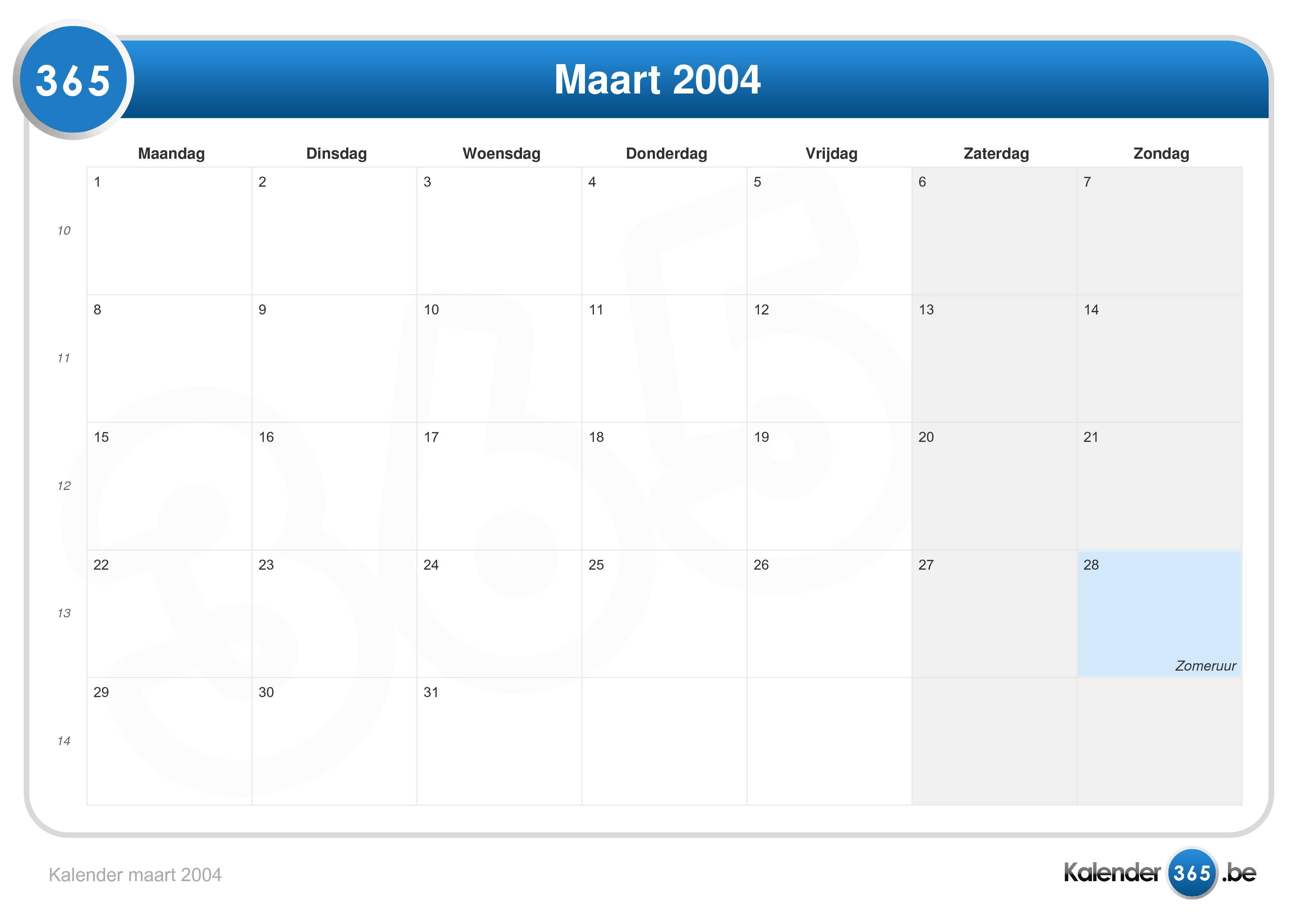 Kalender maart 2004